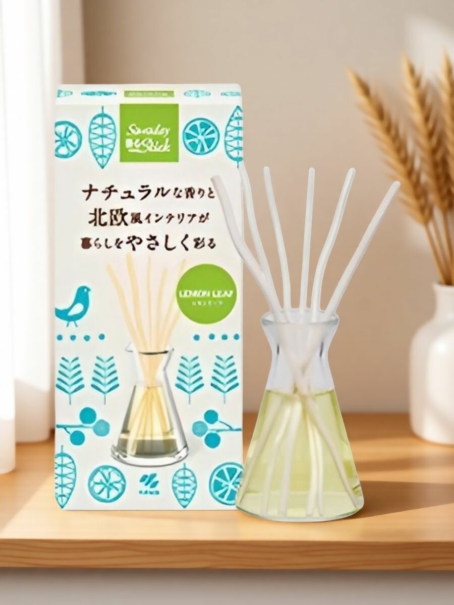 Kobayashi SAWADAY - Fragrant Stick - аромадиффузор для дома с ароматом скандинавских лимонных листьев (флакон + палочки + наполнитель 70 мл) . Япония.