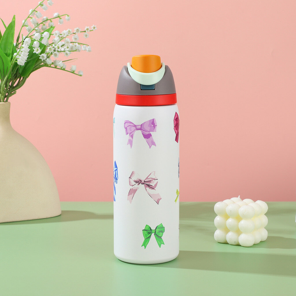 Double drinking fruit cup 304 stainless steel insulated sports water bottle with lock and bouncing cap for daily use style 10