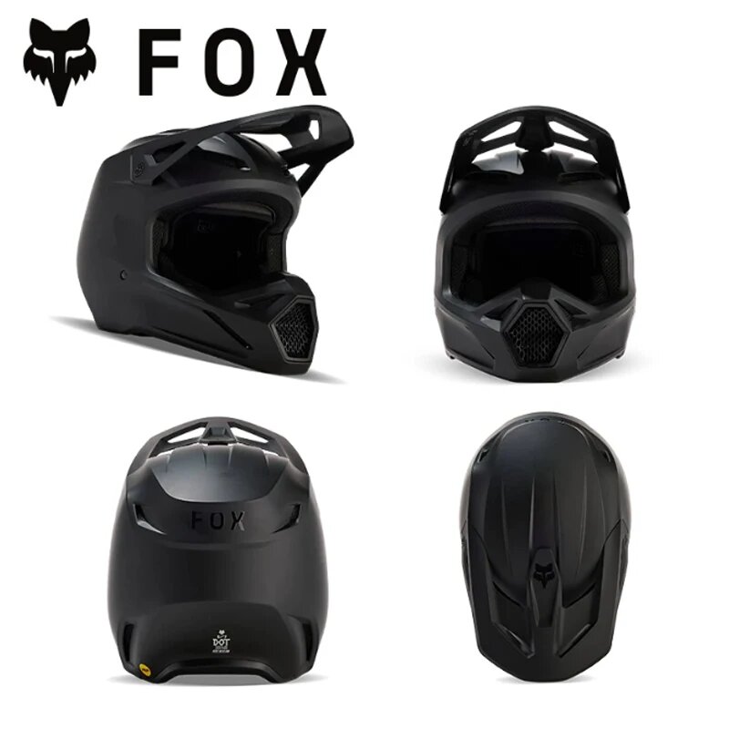 Шлем FOX V1, внедорожный мотоцикл, легкий легкий шлем DOT, сертификация ECE, защита MIPS, S, Black
