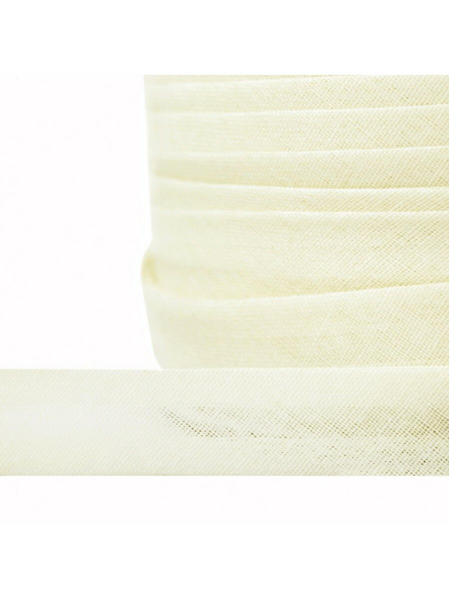Косая бейка хлопок TBY CB15 ширина 15 мм, цвет F102 молочный 132 м