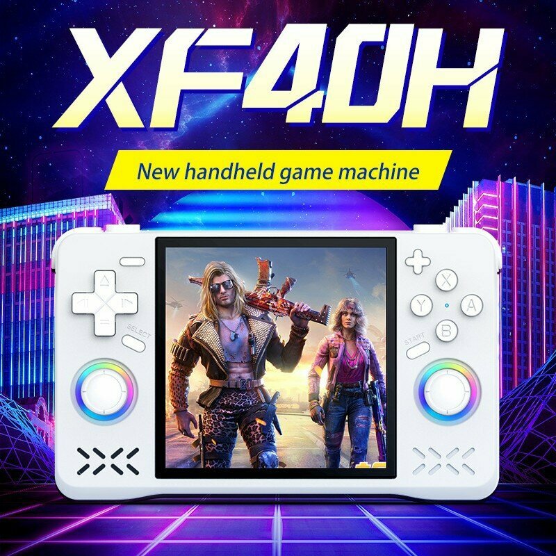 XF40H Ретро портативная игровая консоль 64 ГБ памяти, высококачественный дисплей, встроенный WiFi, белый цвет,