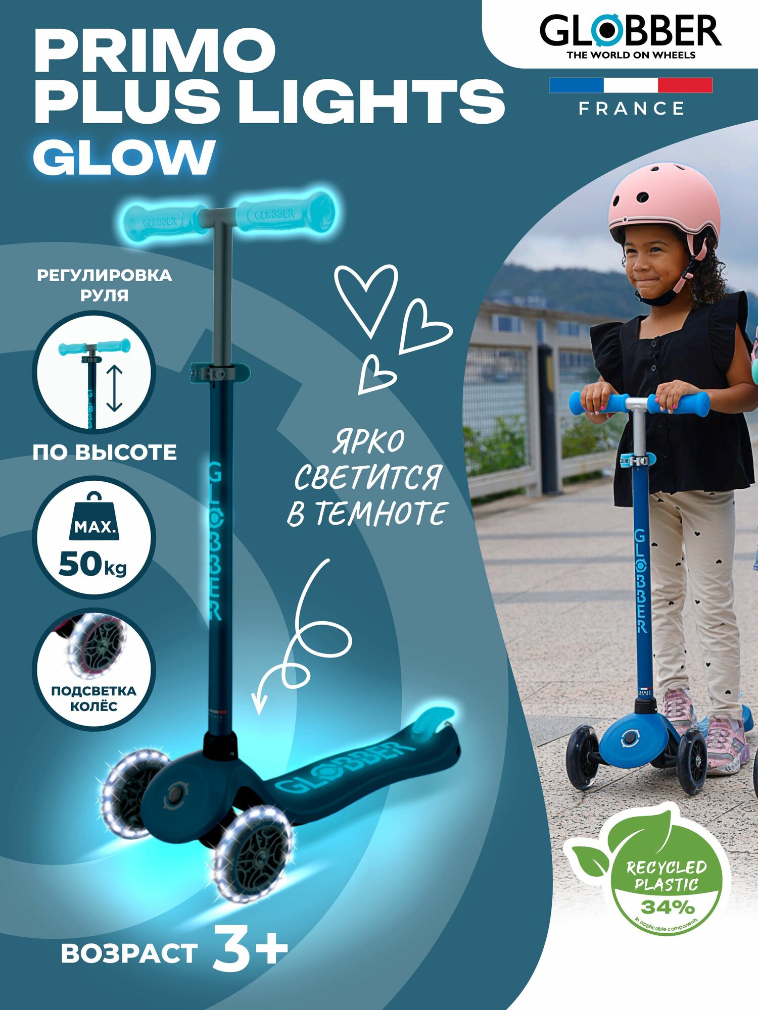 Самокат Globber Primo Plus Lights Glow