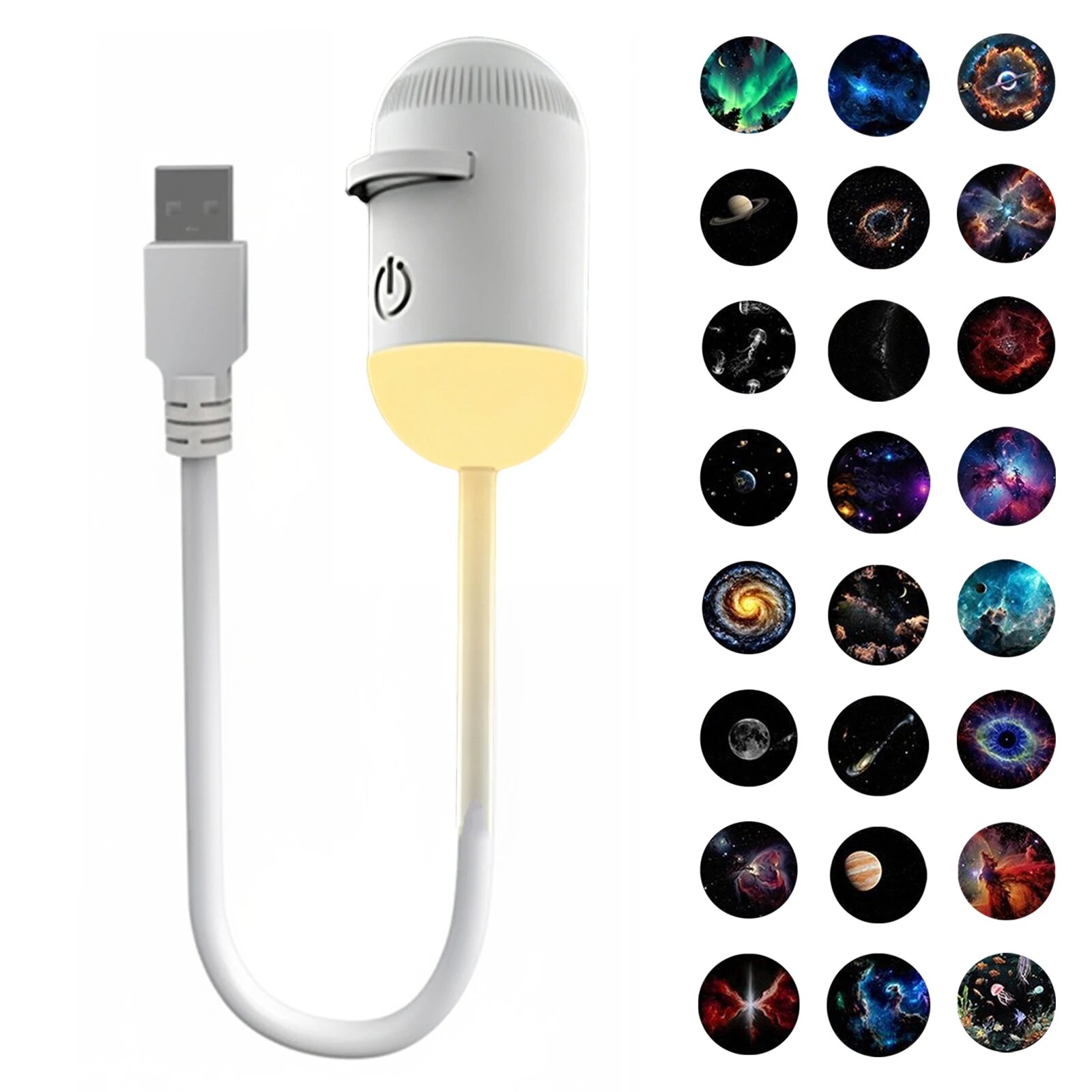 USB LED-проектор для создания атмосферы Белый, 24 Slide