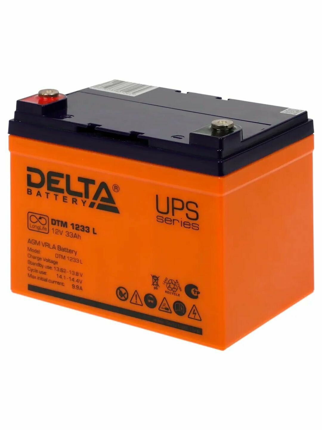 Аккумуляторная батарея DELTA DTM 1233 L, для ИБП, 12 В, 33 А·ч