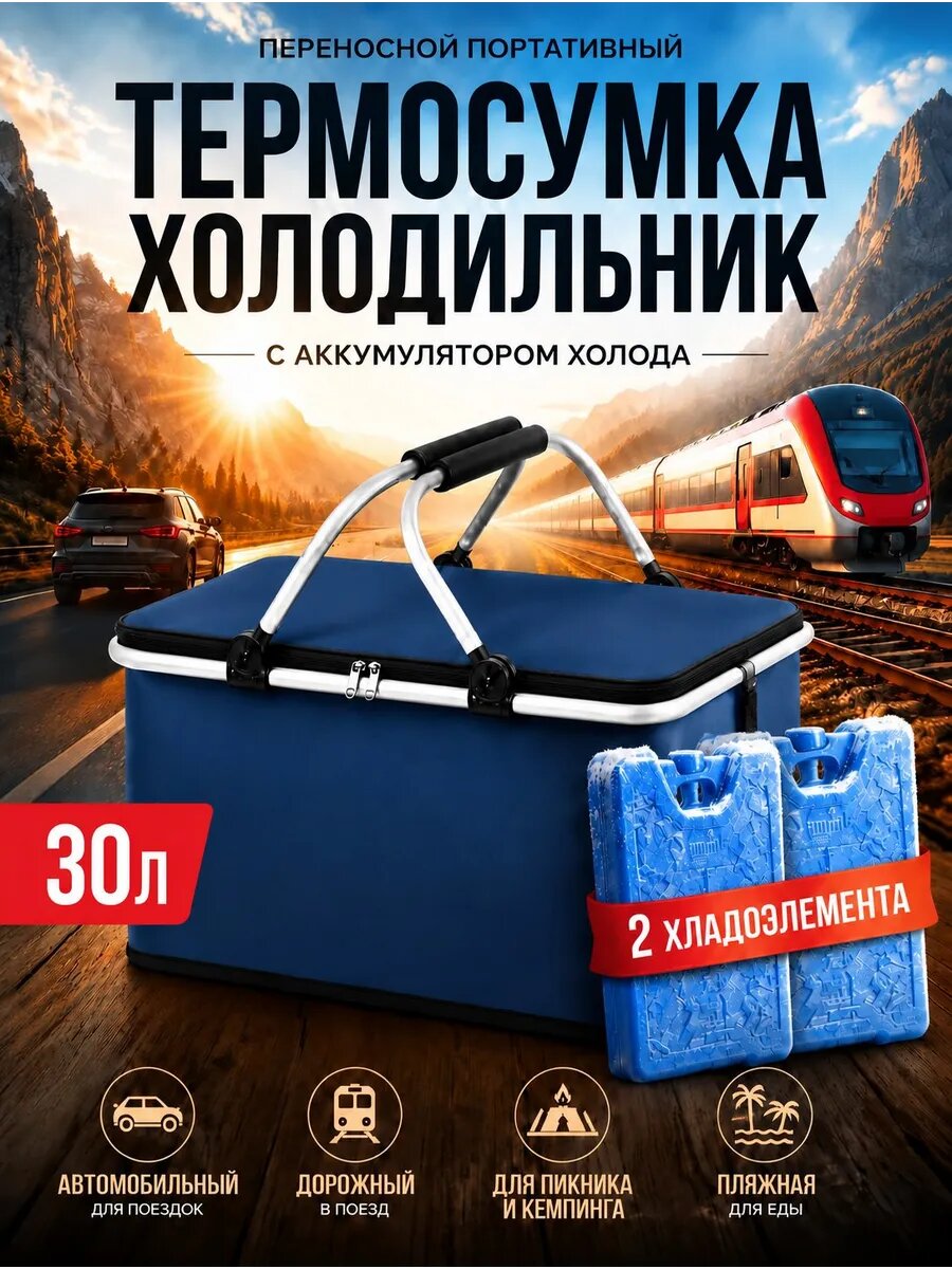 Сумка холодильник 30 литров с 2 хладоэлементами