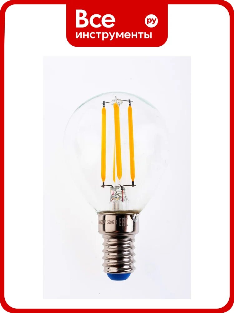 Светодиодная диммируемая лампа Uniel LED-G45-5W/WW/E14/CL/DIM GLA01TR, теплый белый свет, декоративное освещение