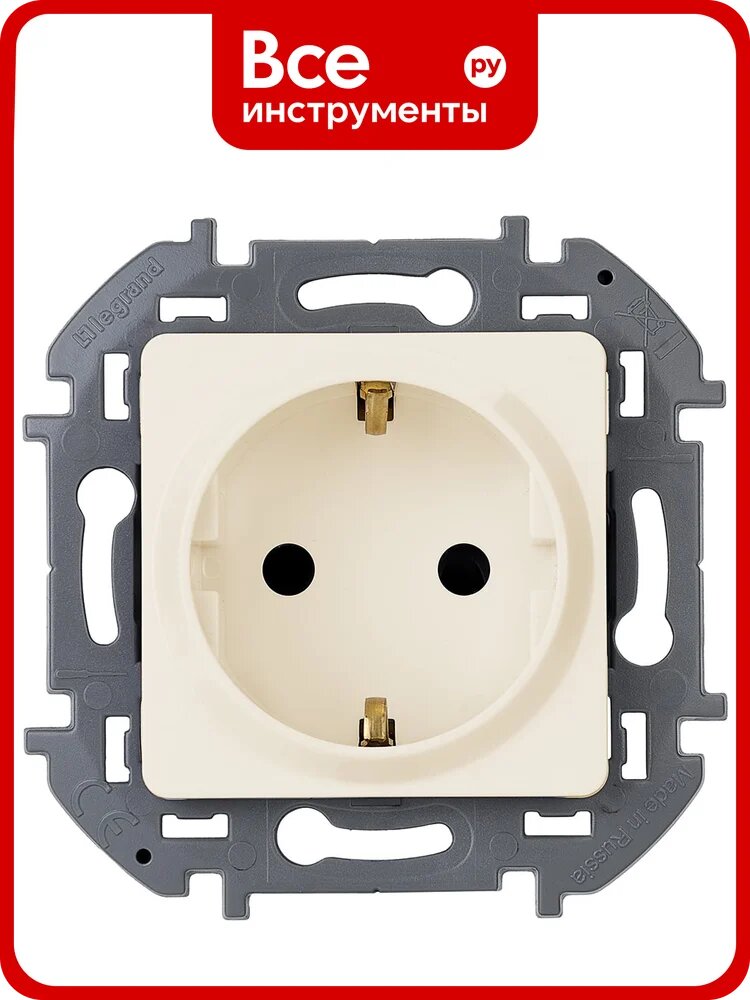 Розетка, Legrand, Legrand с заземлением Legrand Inspiria без шторок 16А 250В винтовые зажимы слоновая кость