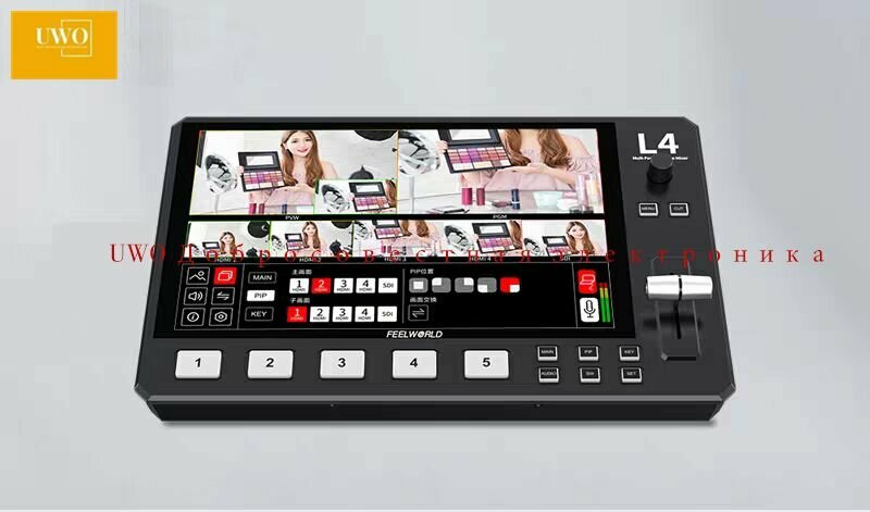 FEELWORLD L4 5ch с 10,1 "сенсорным экраном многокамерный видеомиксер HMDI, SDI, выход USB3.0 быстрый поток
