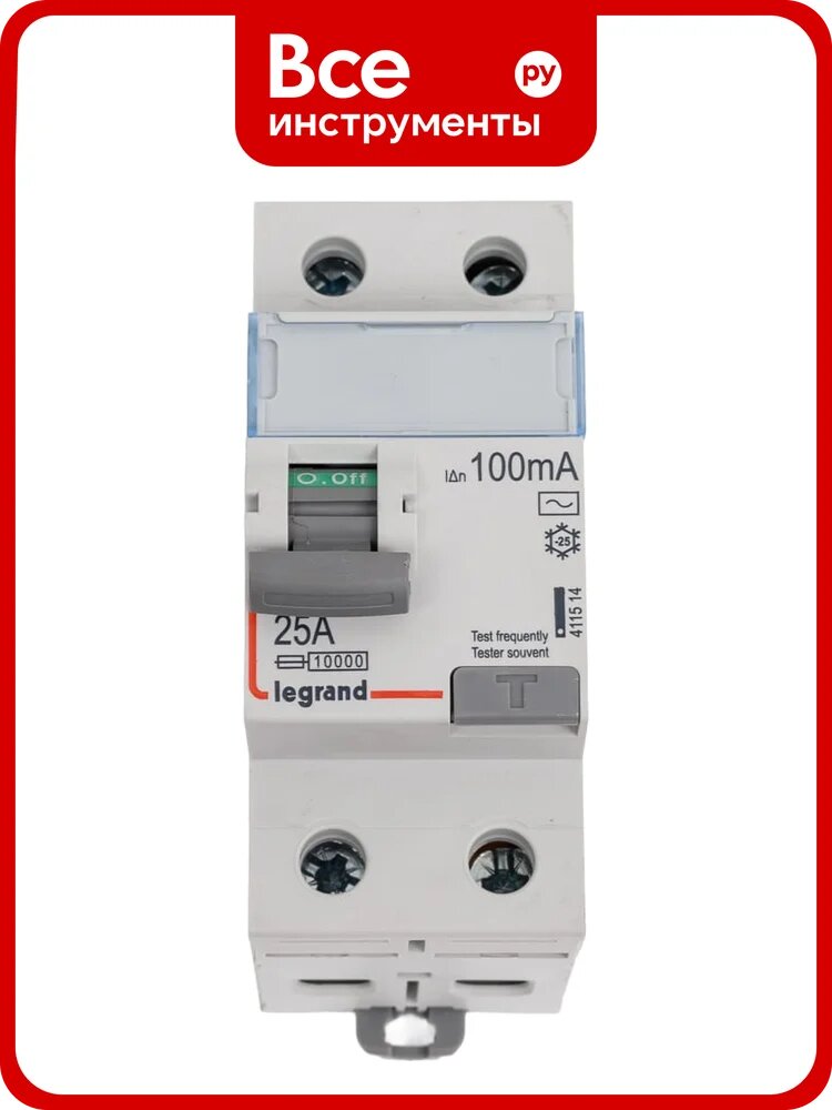 Выключатель дифференциального тока Legrand DX3 2П 25А 100мА-AC 411514