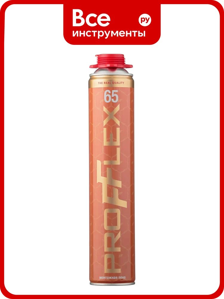 Монтажная пена PROFFLEX PRO Голд 70077, выход 65 л, под пистолет, летняя, светло-желтая