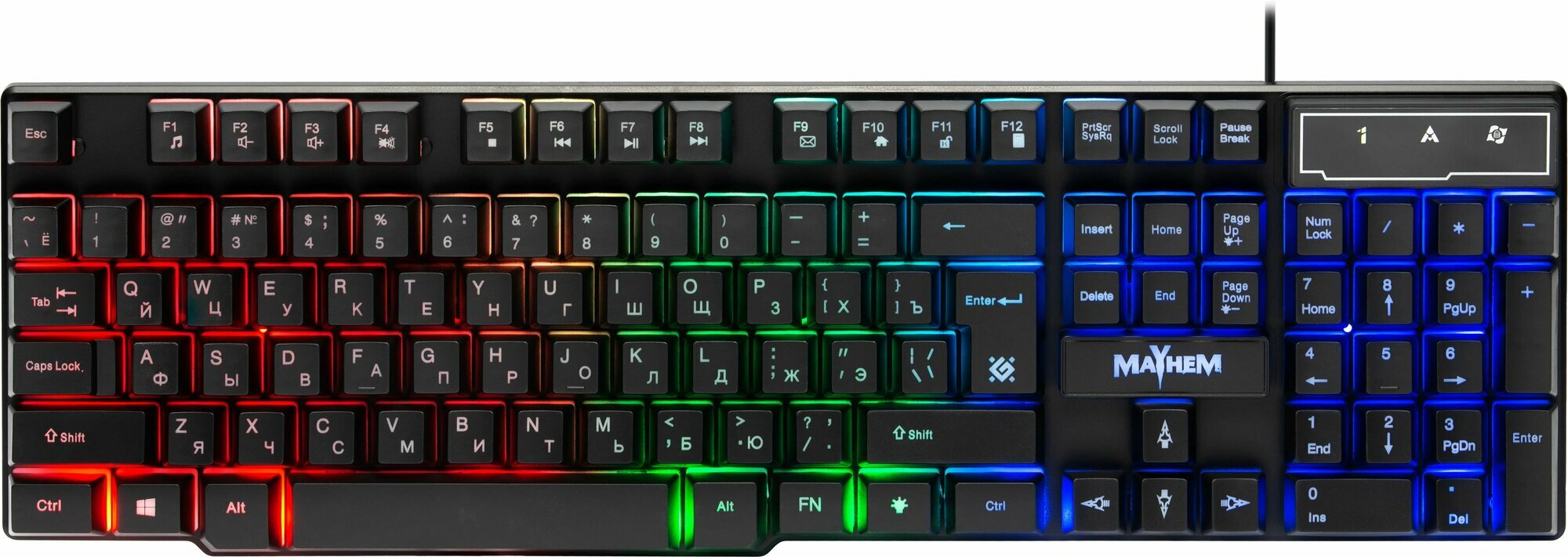 Проводная игровая клавиатура Defender Mayhem GK-360DL RU, RGB подсветка,19 Anti-Ghost