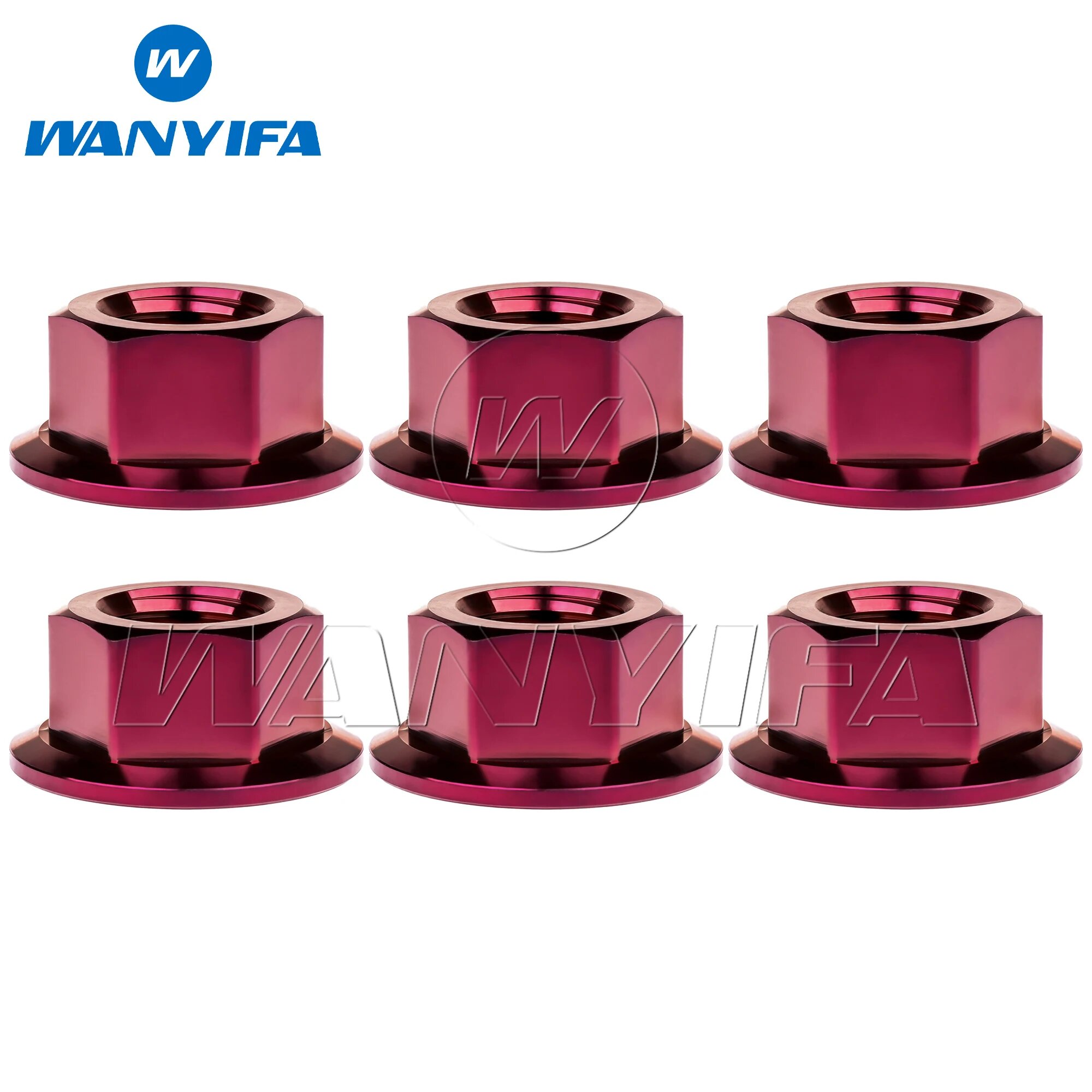 Бордовые титановые гайки Wanyifa 6 шт. Wine Red Gloss(PVD)