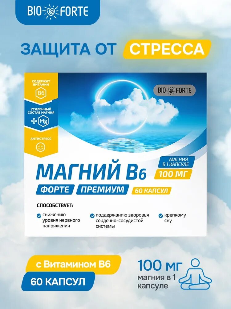 Магний В6 Форте Премиум ComForte, капсулы по 838,6 мг, 60 шт.