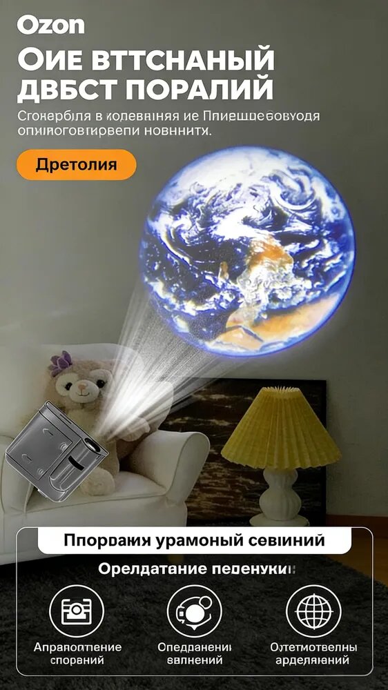 Проектор Луна Земля Планеты, ночник для фото и декора комнаты, стильный подарок