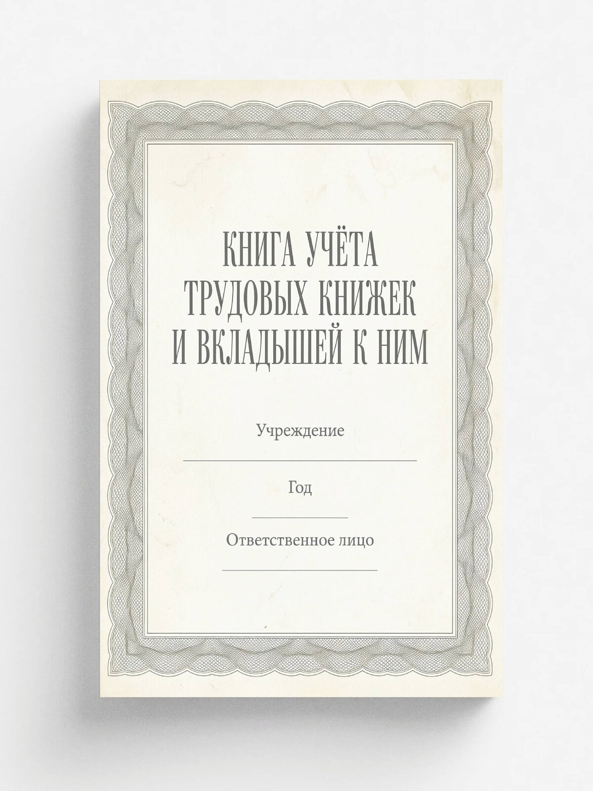 Книга учета трудовых книжек и вкладыщей к ним, дизайн: "Ментранпаж", 100 страниц. Оформлена по стандарту, разлинована