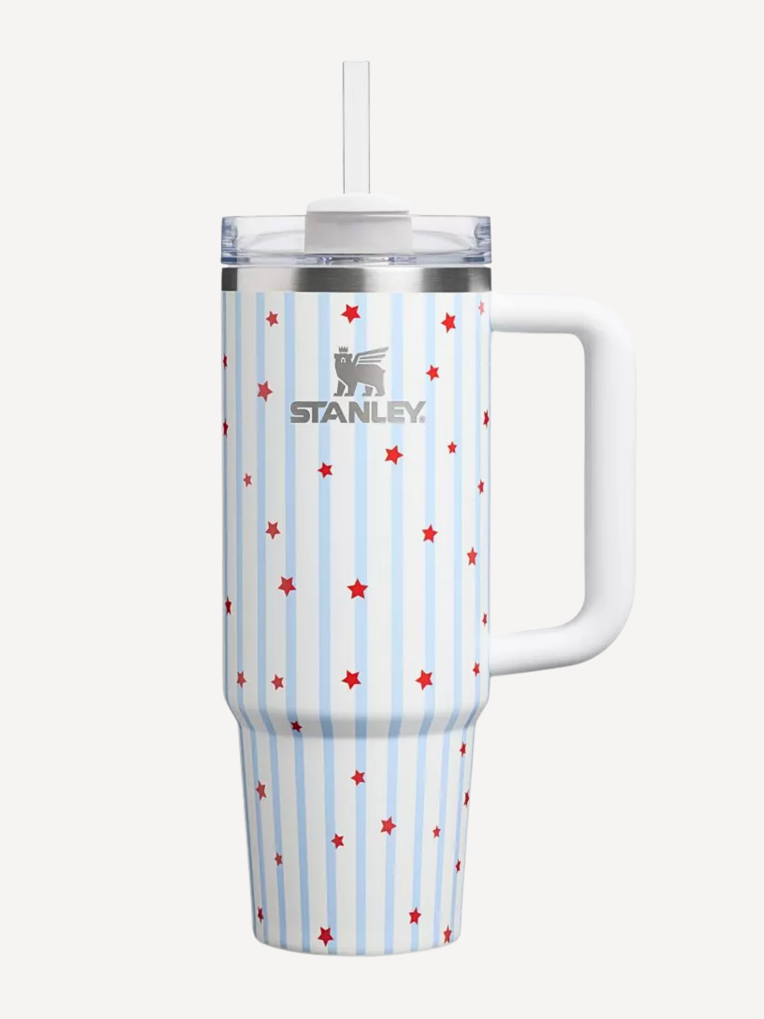 Термокружка Stanley Quencher H2.0 FlowState 0.89 л (30 oz), с трубочкой, цвет бело-голубой со звёздами (Blue Starry Stripes), оригинал США