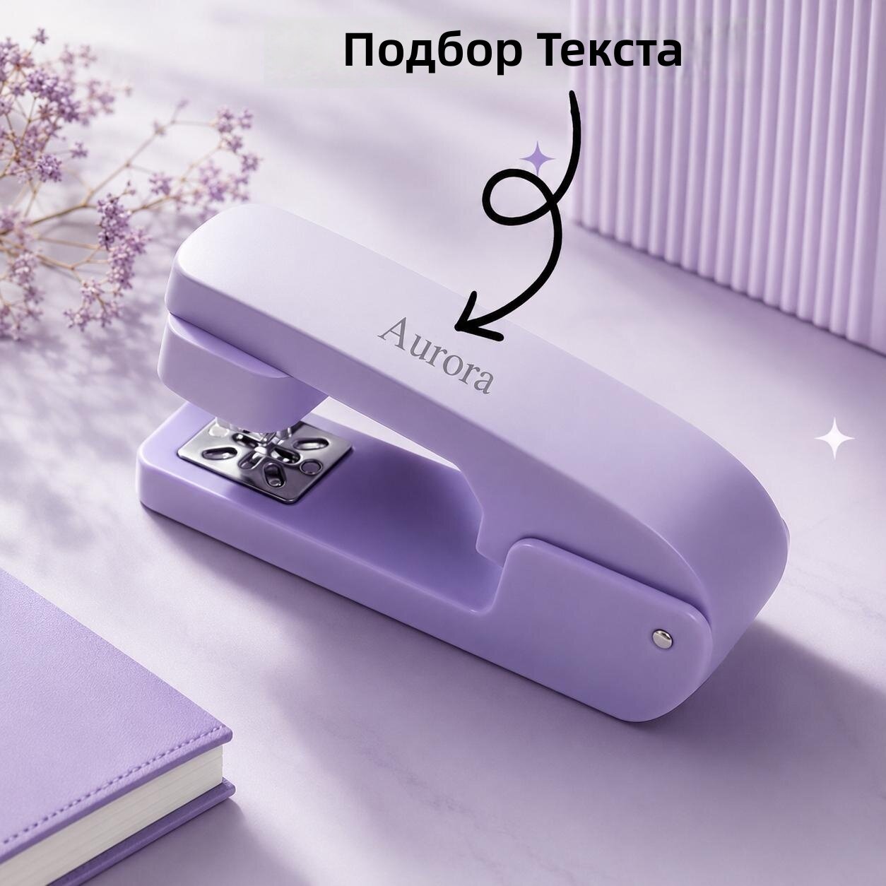 Персонализированный степлер, 360° вращающийся, градиентный фиолетовый цвет, материал ABS, для скрепления бумаг, экзаменационных листов, заметок и документов, подходит для дома, офиса и школы.