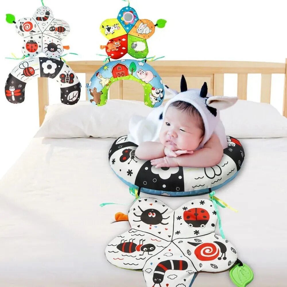 Игровой коврик Baby Tummy Time Toy - двусторонняя подушка для развития малышей, 45 см, текстиль, унисекс — фото 1
