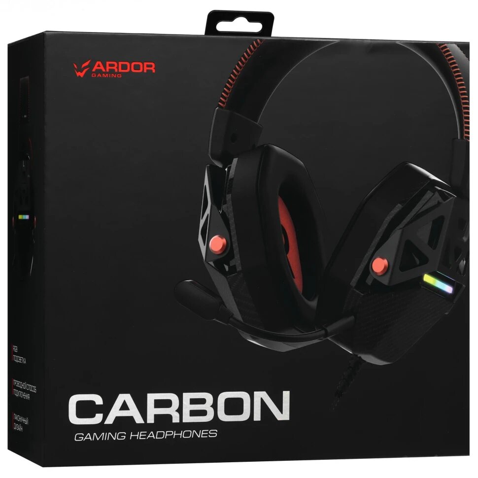 Проводные наушники ARDOR GAMING Carbon, 7.1 Virtual, охватывающие, черный