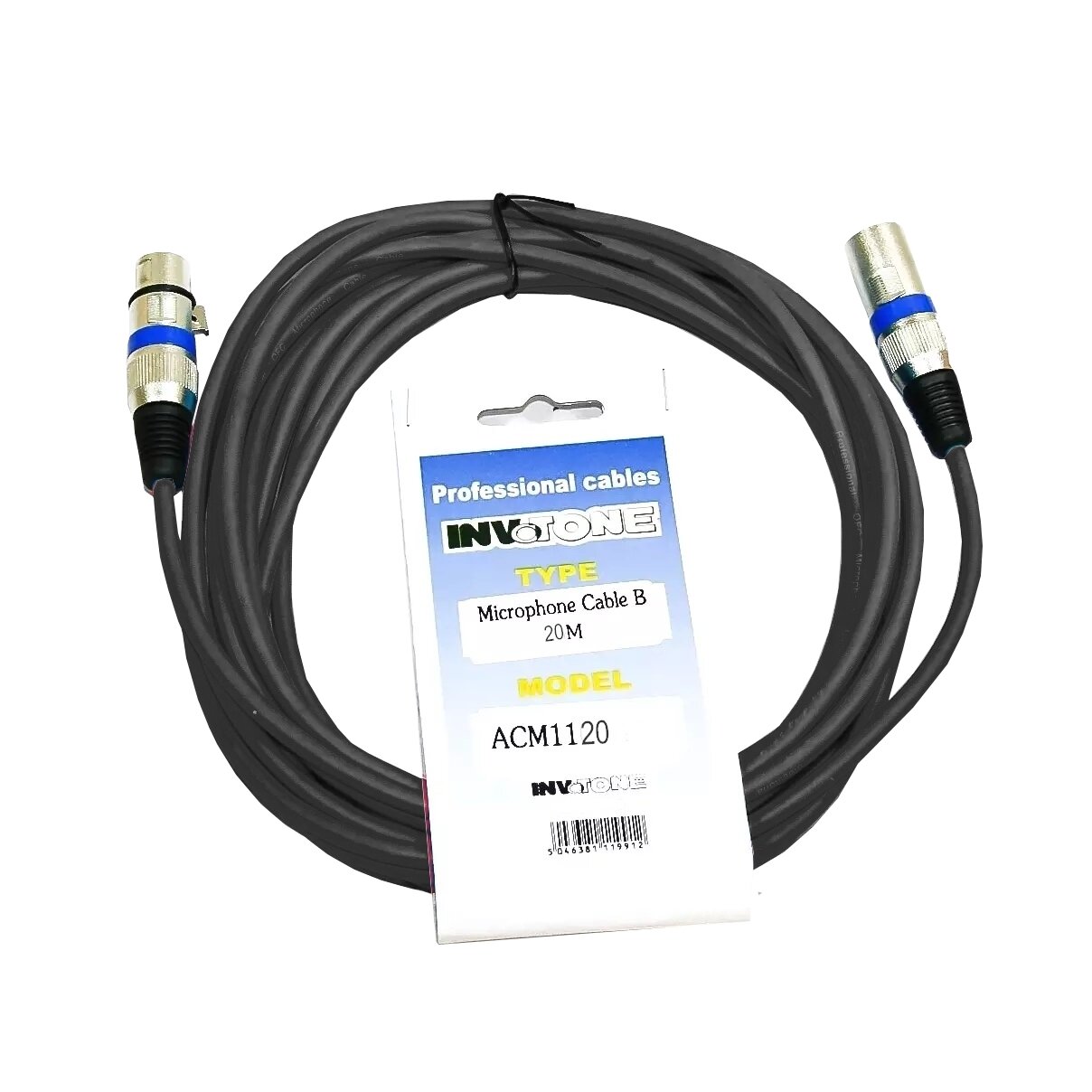 Микрофонный кабель INVOTONE ACM1120/BK XLR <-> XLR длина 20 м, черный