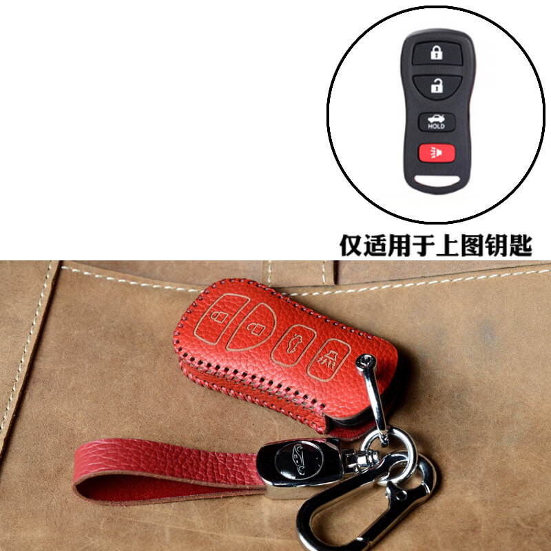 Кожаный чехол для ключей для Daihatsu D-V VX6520, текстура личи, размер 2, красный