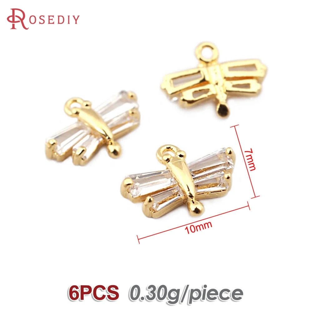 Подвески Rosediy латунь 18-каратное золото 18K Gold Color, 7x10MM 6PCS