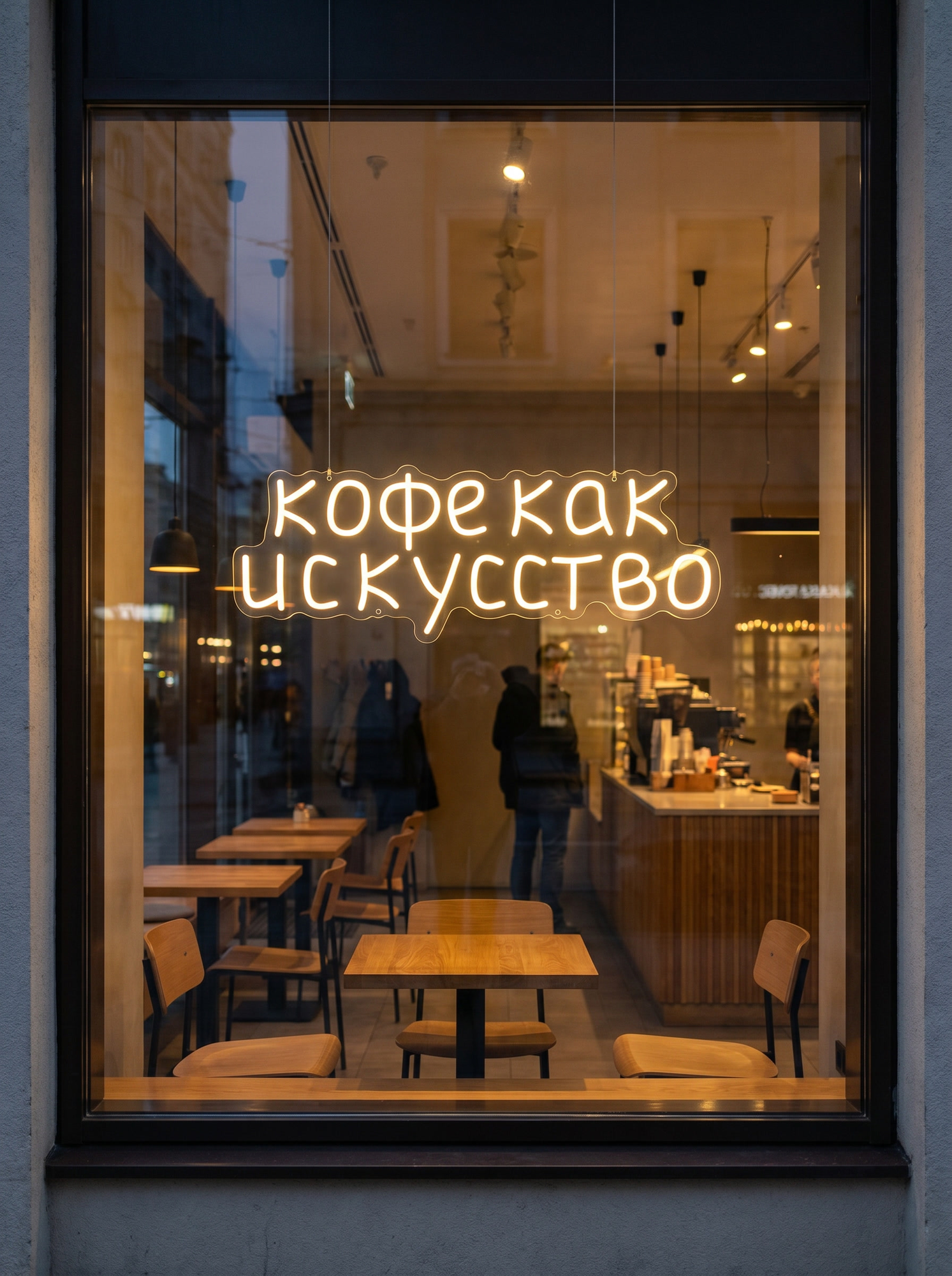 Неоновая вывеска "Кофе как искусство" 80х30см, неоновая надпись, LED светильник для кофейни