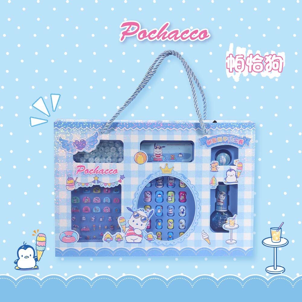 Sanrio Почкаццо Детский лак для ногтей быстросохнущий с легким снятием водной основы и компактным кейсом для детей