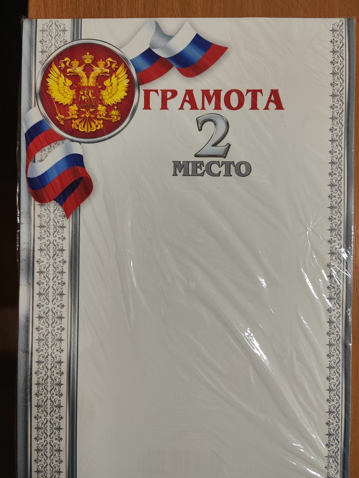 Грамота спортивная А4 2 место 10* штук (для принтера)