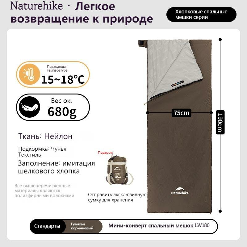 Naturehike Спальный мешок для кемпинга на открытом воздухе NH21MSD09
