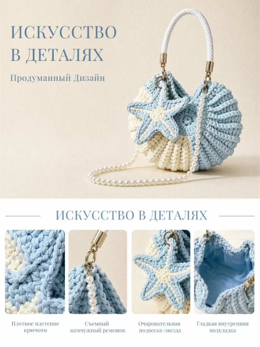Сумка-рюкзак  Корпусная сумка кроссбоди, фактура вязаная, *512 Neptune Blue — фото 1