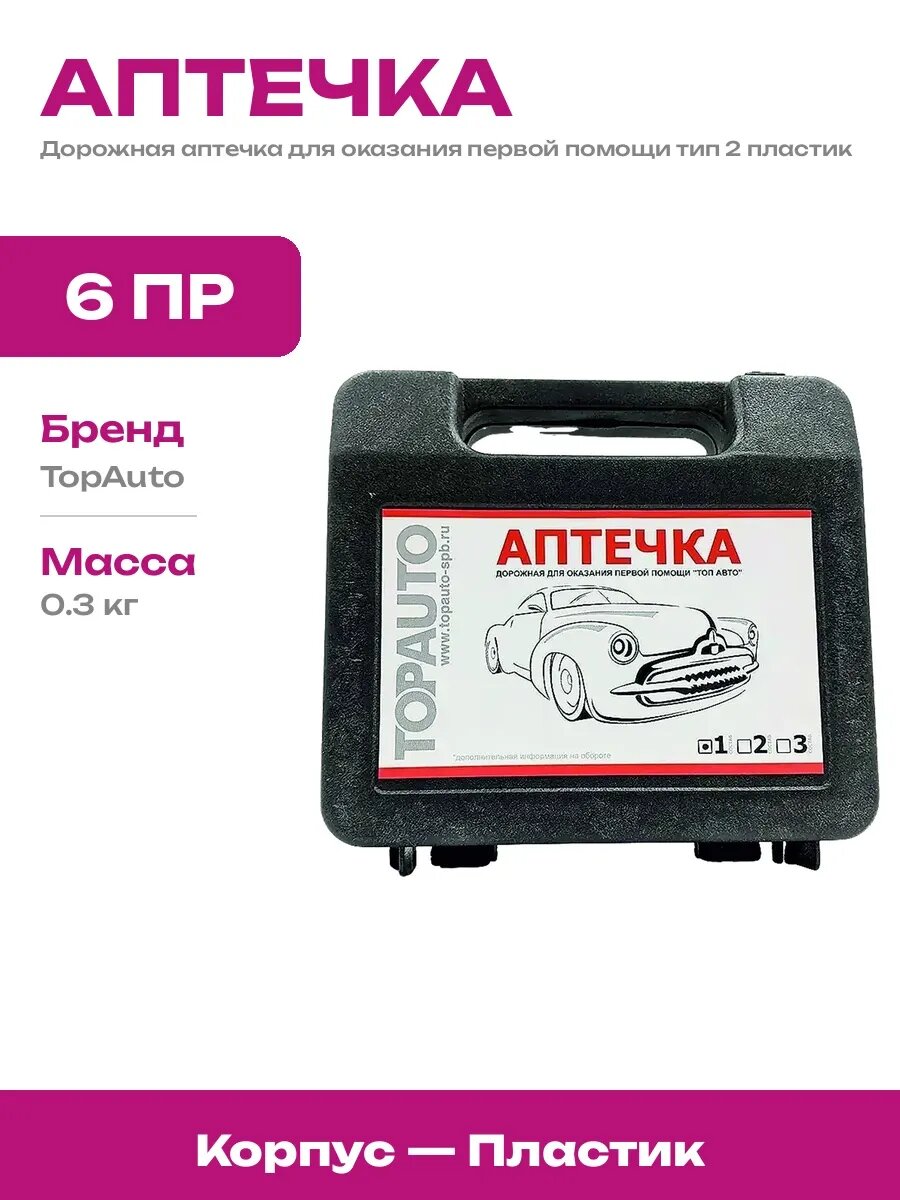 Аптечка первая помощь тип 2 для машины в пластиковом боксе