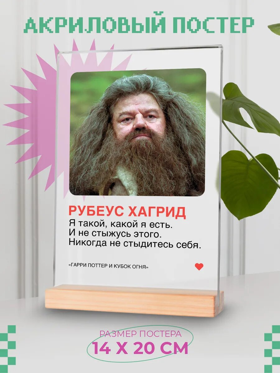 Постер ZEKEKS "Гарри Поттер", акрил/оргстекло, с подставкой, 20 см x 14 см