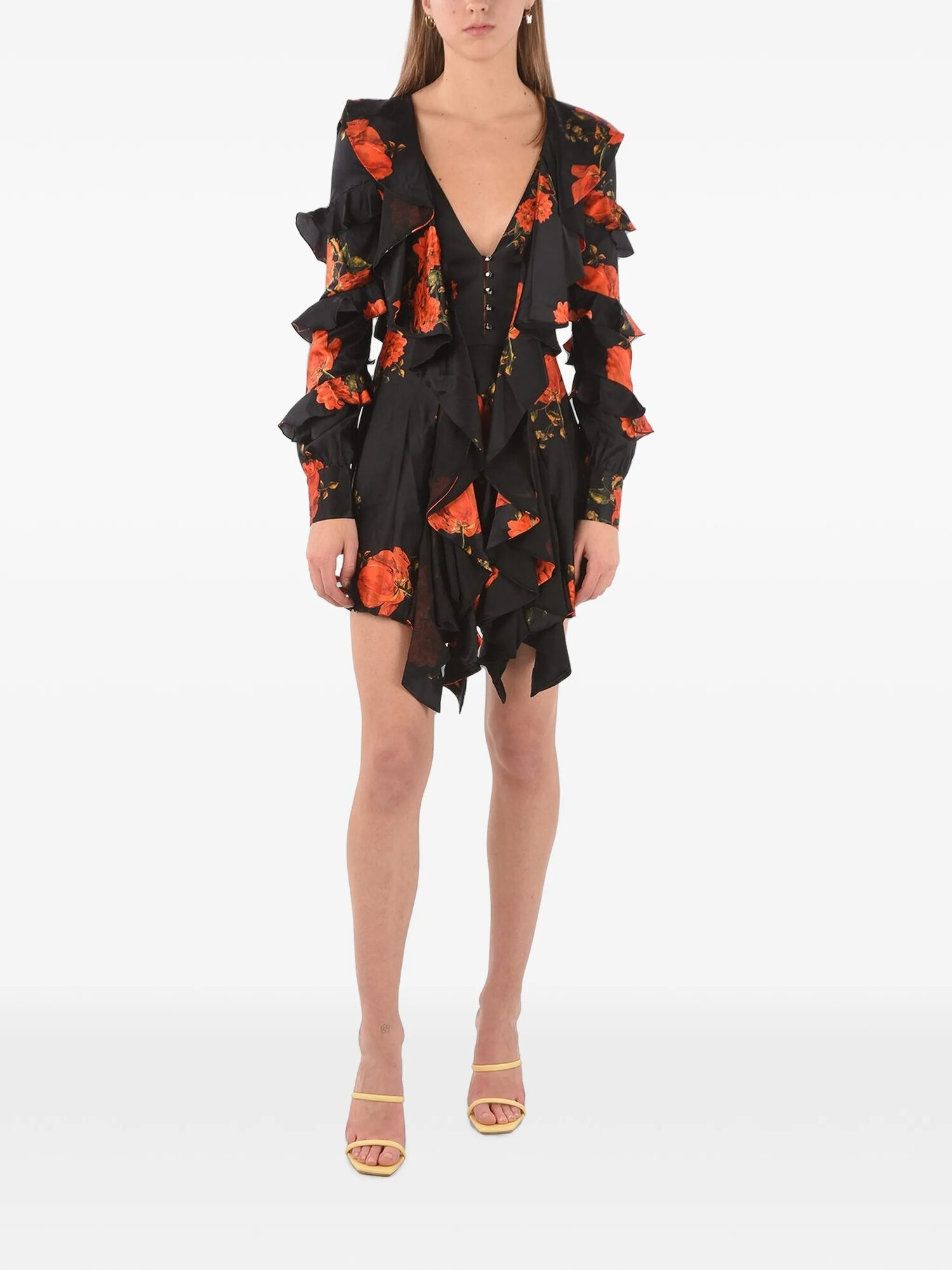 Платье PHILIPP PLEIN Floral-print ruffled mini dress