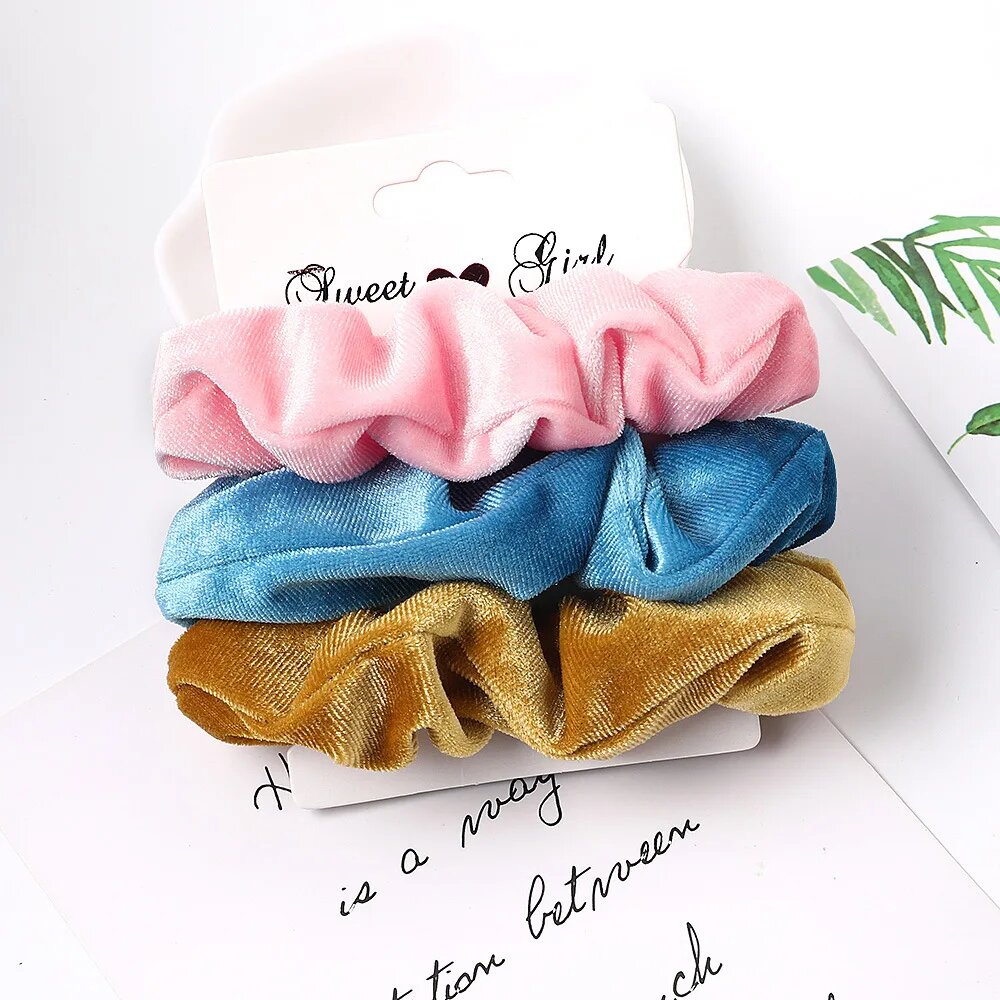 Бархатные резинки для волос OBXEBM Pink Blue Ginger