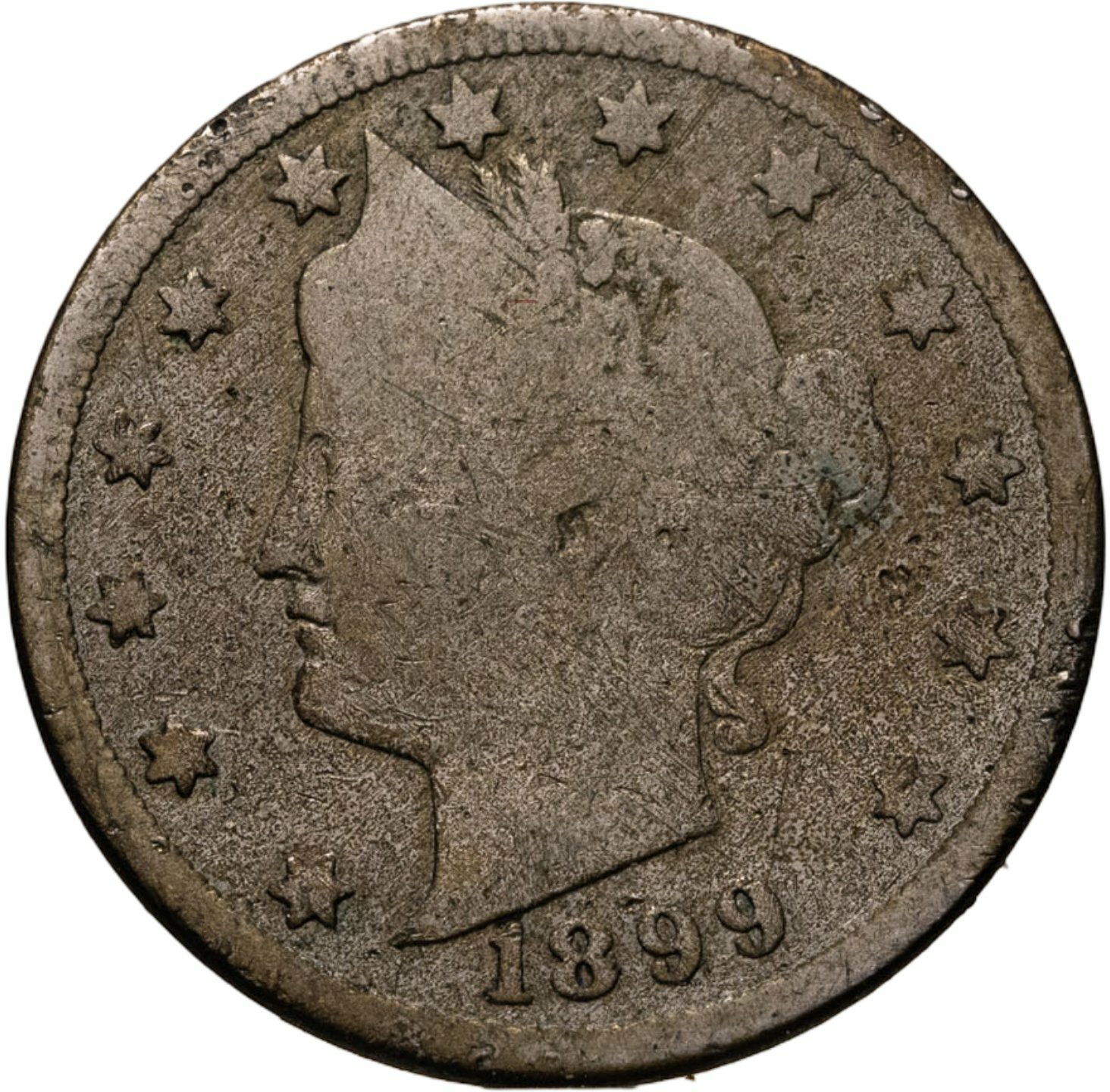 США 5 центов cents 1899 Liberty Nickel, Мельхиор медь-никель, в сохранности F