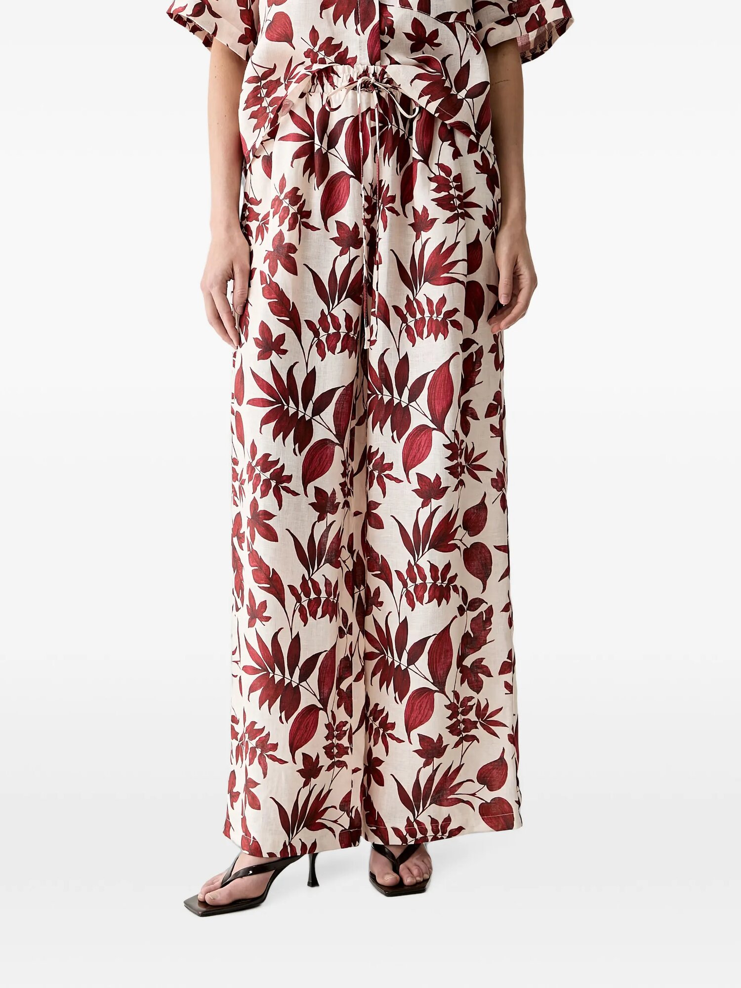 Брюки Leaf-print wide-leg palazzo pants