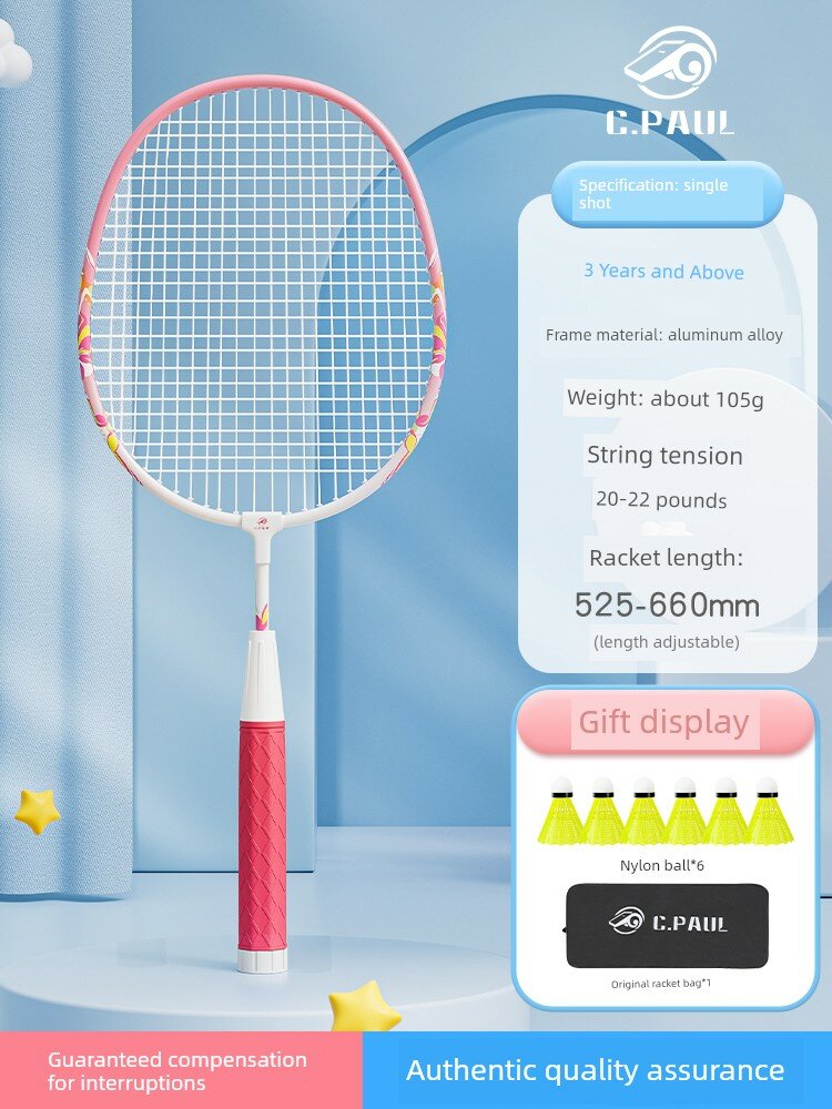 Children's Badminton Racket, Genuine, Professional, Durable, Single and Double Rackets, Ultra-Light, Retractable,