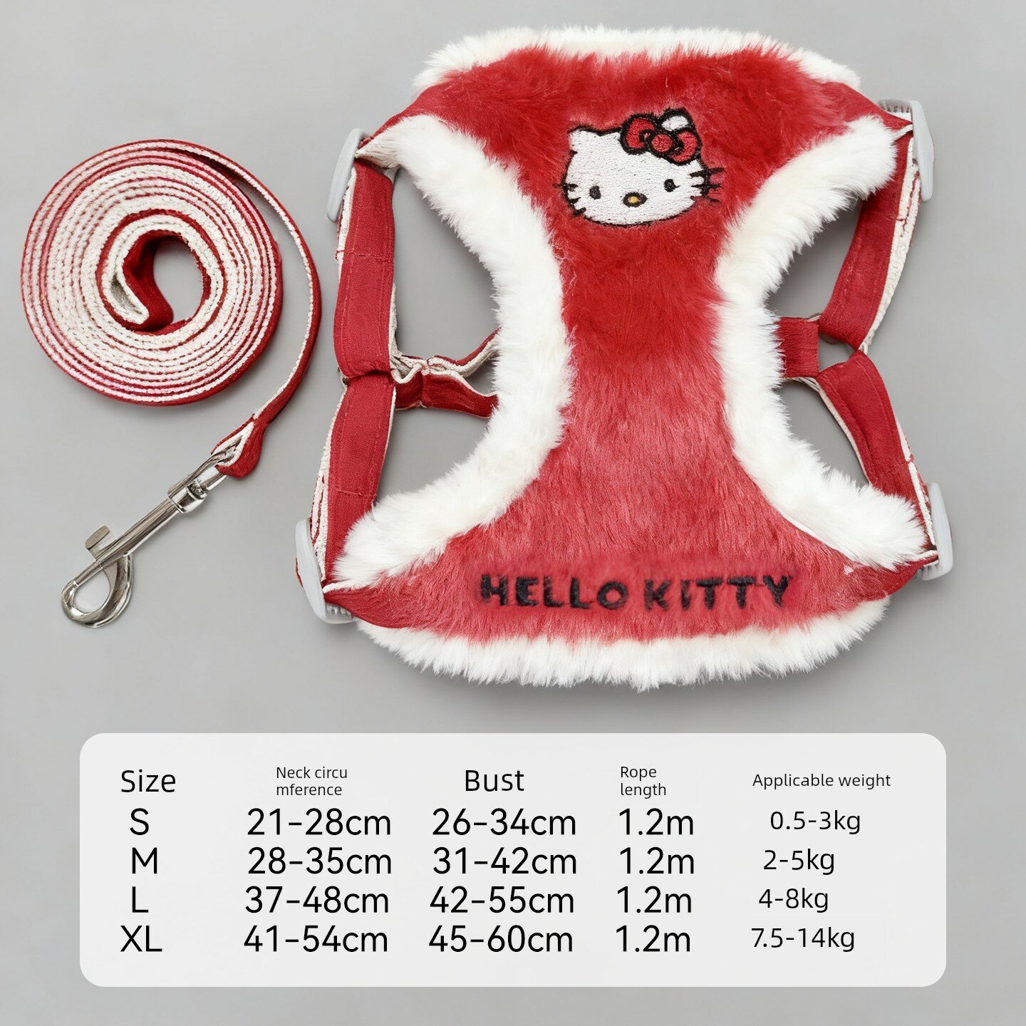 Накладной ошейник для собак с рисунком Hello Kitty, размер XL, подходит для собак 7.5-14 кг, прочный и веселый