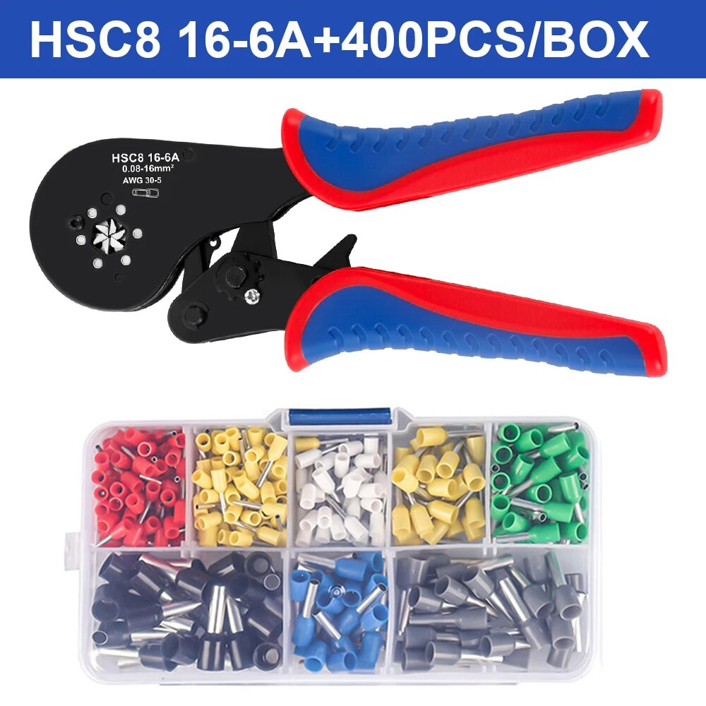 Мини-клещи WOZOBUY VXC9 16-6 для обжима клемм 0.08-16 мм² xc9 16-6 red 400pcs