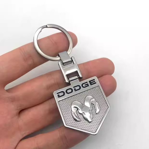 Серебристый металлический брелок-кольцо-цепочка для моделей Dodge Challenger Durango Caliber Ram - Глянцевый автоподход