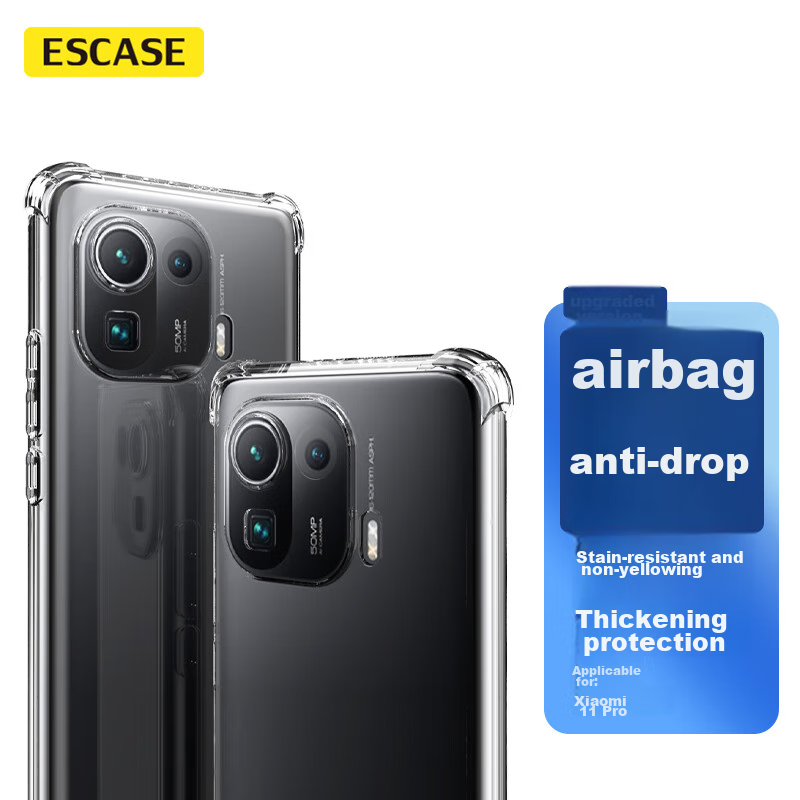 Чехол ESCASE для Xiaomi 11 Pro из прозрачного ТПУ с воздушной подушкой и креплением для шнура Цвет：Прозрачный с