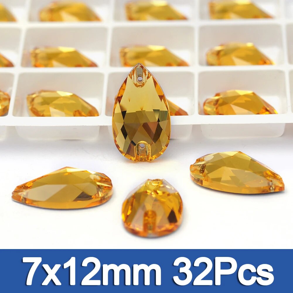 PUBRILEX Light Topaz стразы для пошива Drop 7x12mm 32Pcs