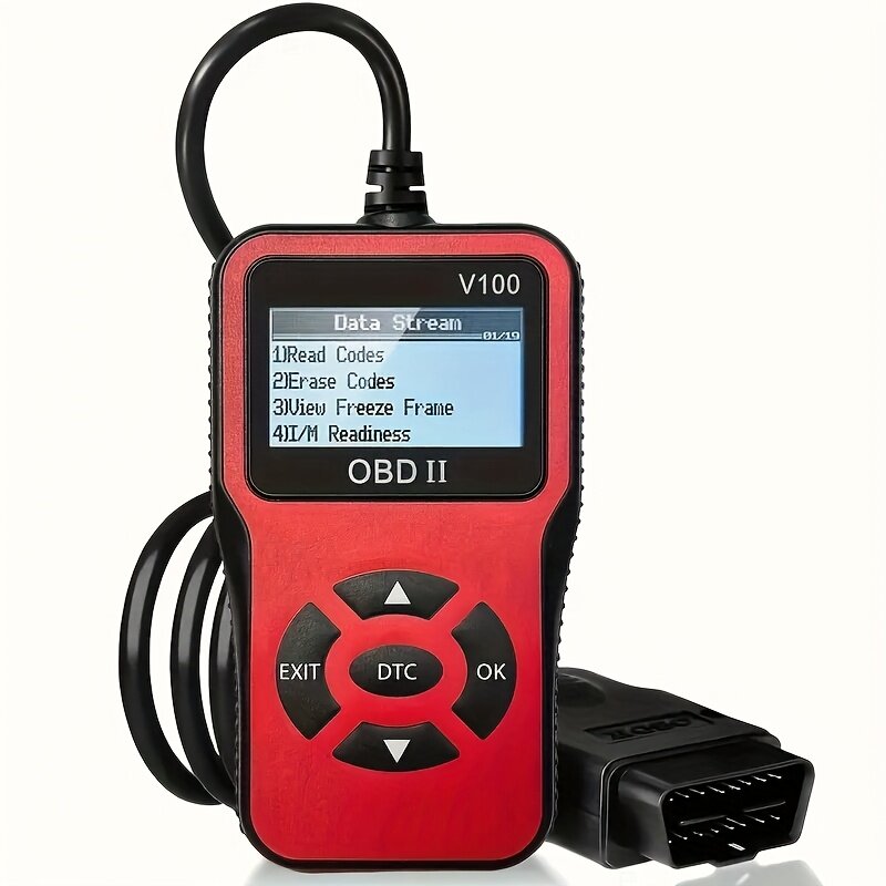 Автомобильный диагностический сканер OBD2 с питанием от USB для чтения кодов неисправностей двигателя, красный, до 36 В, без аккумулятора, для авто с 1996 г.