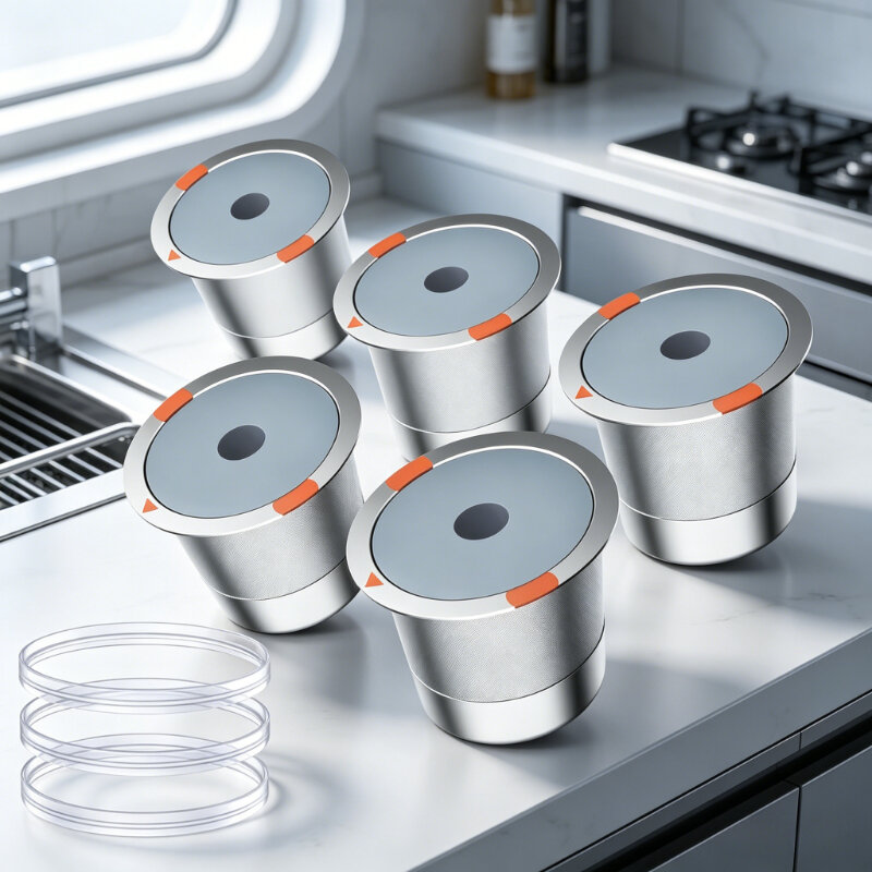 Многоразовые фильтры для кофе K-Cup, 5 шт, из нержавеющей стали с мелкой сеткой, универсальные для кофемашин 1.0 и 2.0, для домашнего приготовления кофе