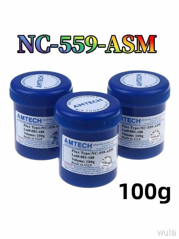 Паяльная паста AMTECH NC-559-ASM, 100г, синяя, для электроники, паяльный порошок