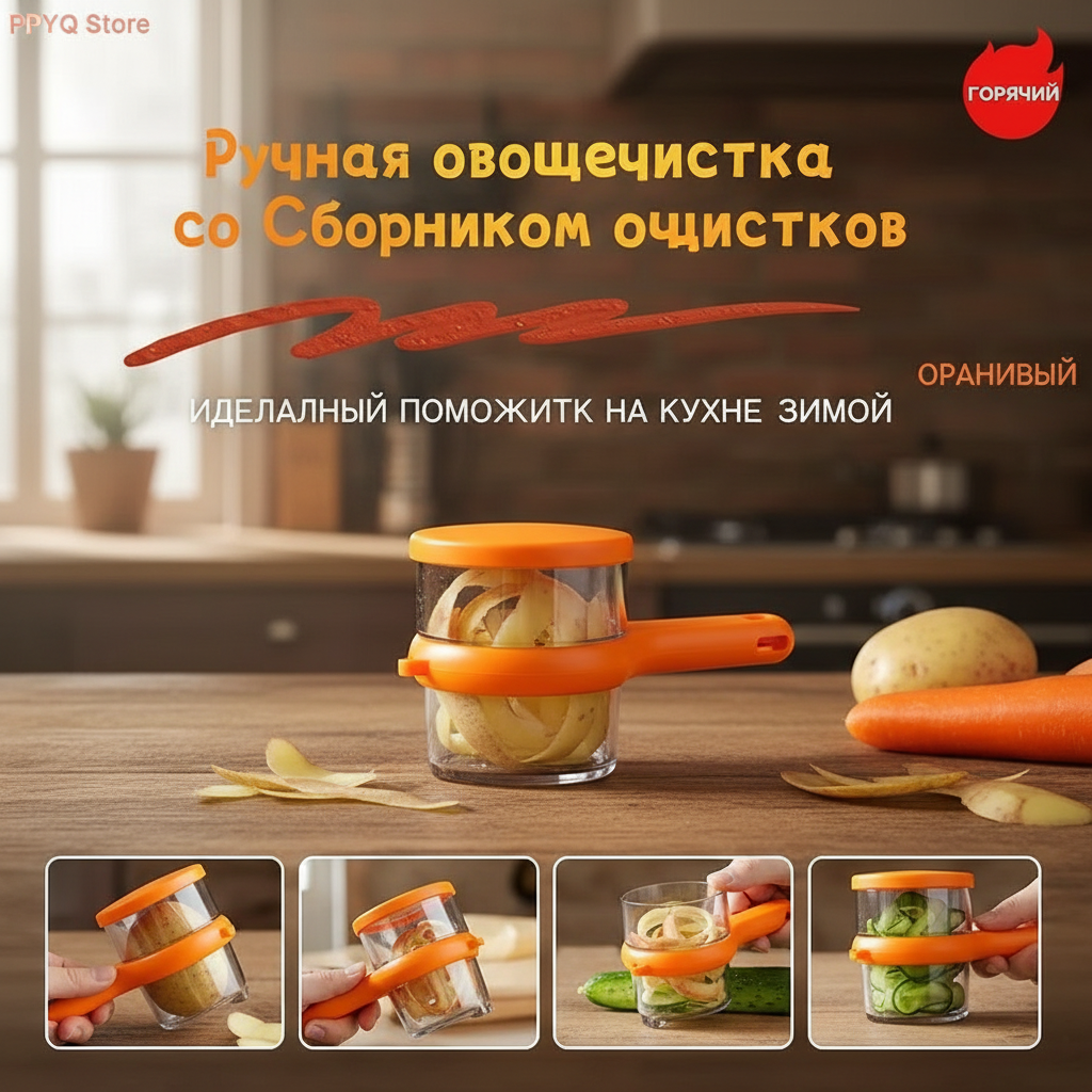 Классическая овощечистка с дополнительным контейнером для отходов