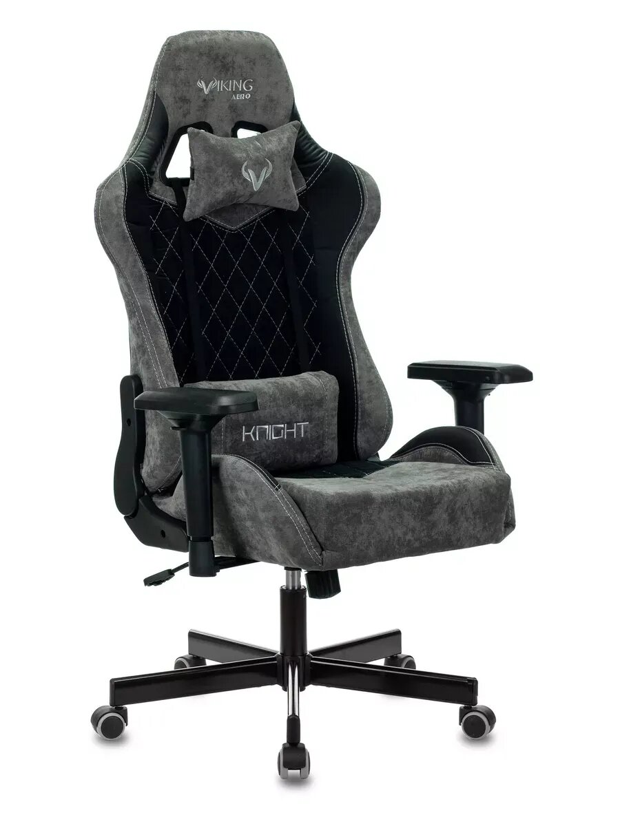 Кресло игровое Бюрократ VIKING 7 KNIGHT BL FABRIC черный/серый