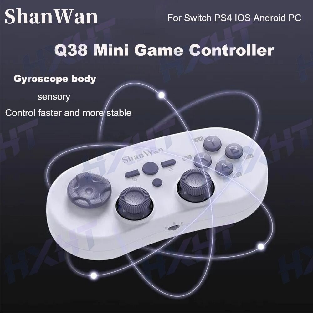 Shanwan Q38 Мини Геймпад Bluetooth : Dual-Hall Trigger Gamepad Для Switch OLED, PlayStation, PS4, IOS, Android, PC