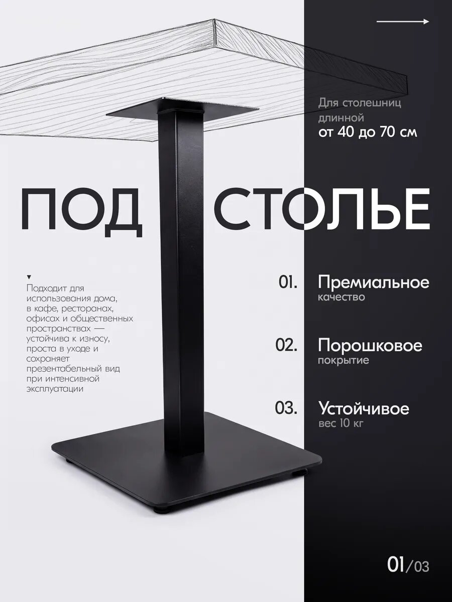 Ножки для стола подстолье металлическое черное